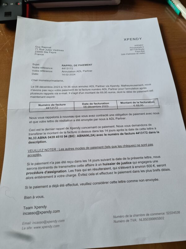 Incasso@xpendy.com | 3 signalements | 8 commentaires