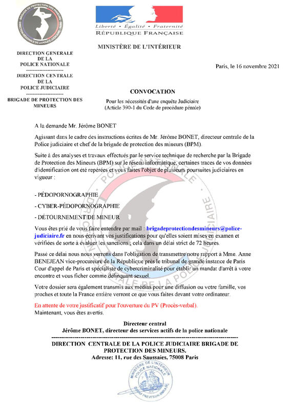 Brigadeprotectiondesmineurs@police-judiciaire.fr | 25 signalements ...