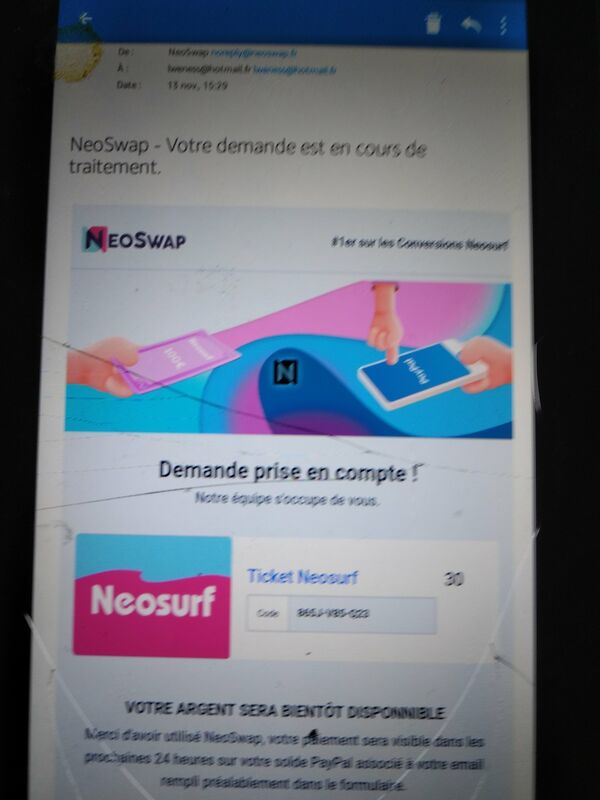 Support@neosurf.com | 2 signalements | 1 commentaire