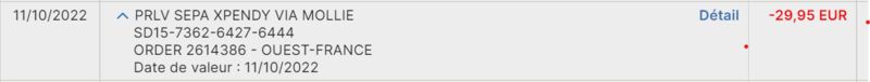 PRLV SEPA XPENDY VIA MOLLIE | 1 signalement | 2 commentaires