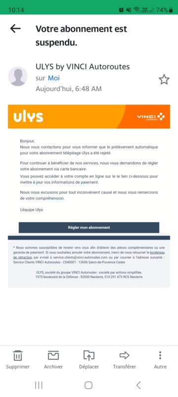 Ulys by vinci autoroute | 1 signalement | 1 commentaire