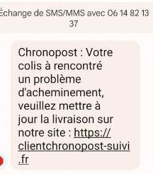Clientchronopost-suivi.fr | 06 14 82 13 37 | Chronopost colis sms | 1 signalement