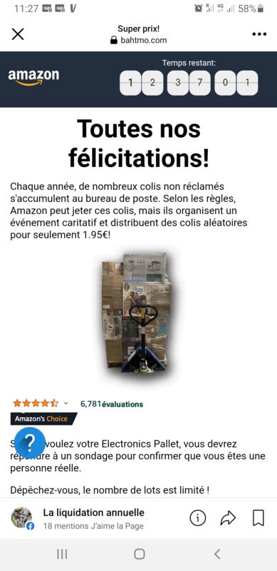 Liquidation palette Amazon | 1 signalement