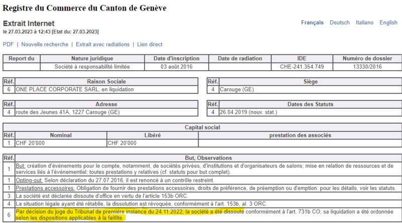 One-place.site | 1 signalement | 1 commentaire