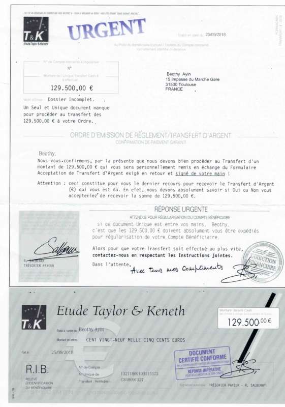 Etude Taylor et Keneth, trésorier-payeur : R. | 1 signalement | 4 ...