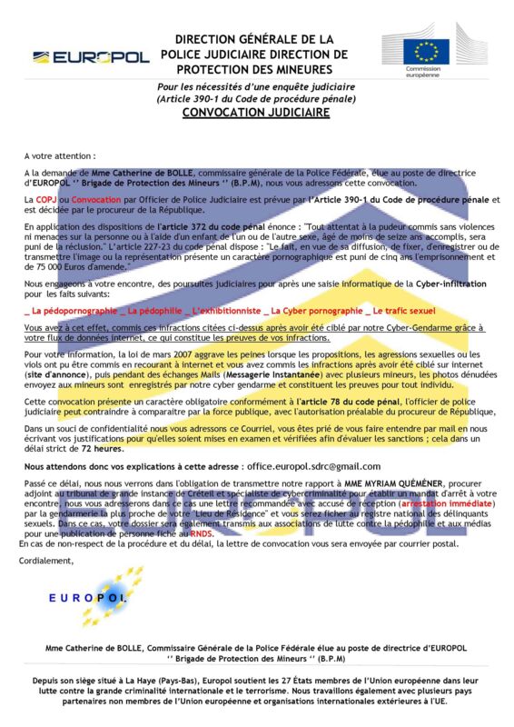 Office.europol.sdrc@gmail.com | LA JUSTICE | 1 signalement