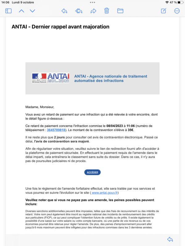 Usagers_contravention_gouv@proximus.be | Antai | 1 signalement | 1 ...