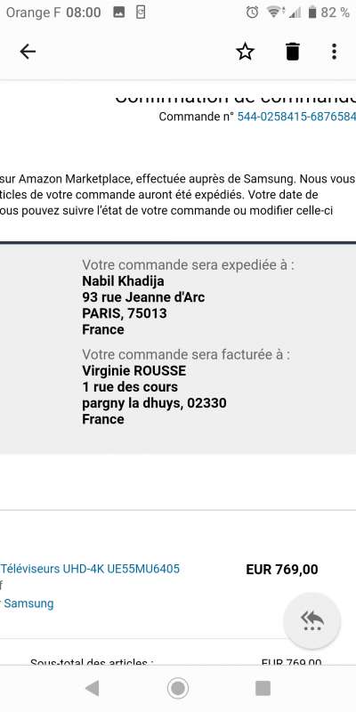Confirmation-commande@amazon.fr | 14 signalements | 53 commentaires