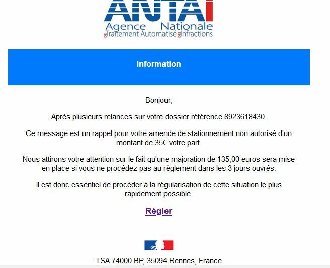 amendes@amendes.gouv.fr | Autre arnaque
