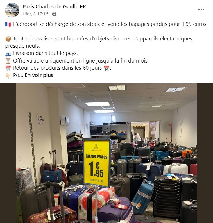 Facebook.com | Paris Charles de Gaulle FR | 1 signalement | 1 commentaire