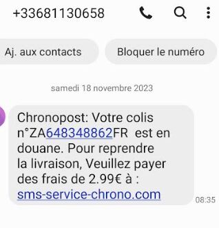 Sms-service-chrono.com | 06 81 13 06 58 | Chronopost | 1 signalement | 1 commentaire