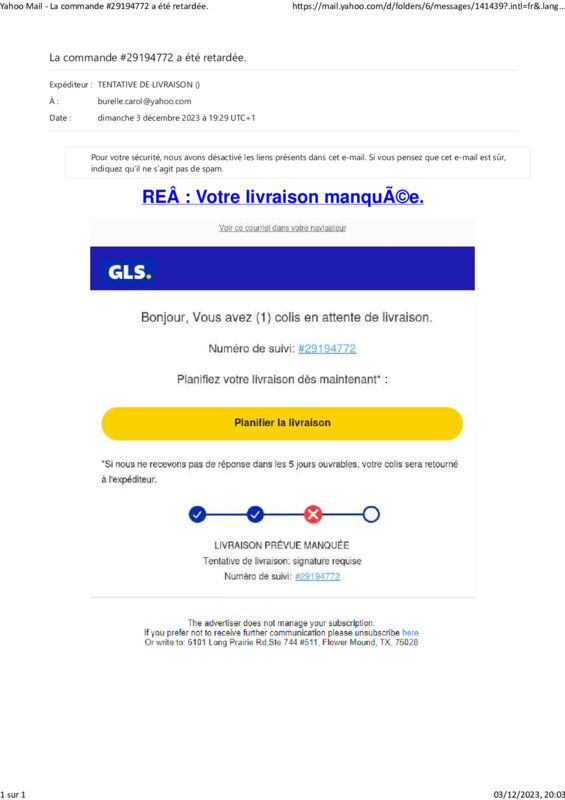 laposte@customercare.fr | 0758885914 | La commande #29194772 a été ...