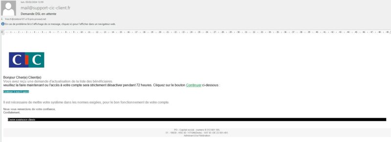 Mail@support-cic-client.fr | 2 signalements | 1 commentaire