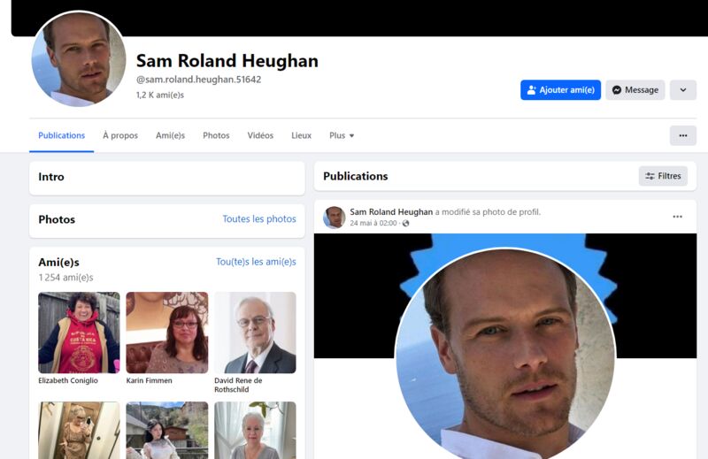 Facebook.com | Sam Roland Heughan | 1 signalement