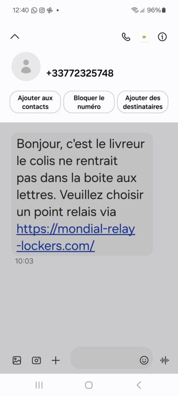 07 72 32 57 48 | Mondial relay lockerd | 1 signalement