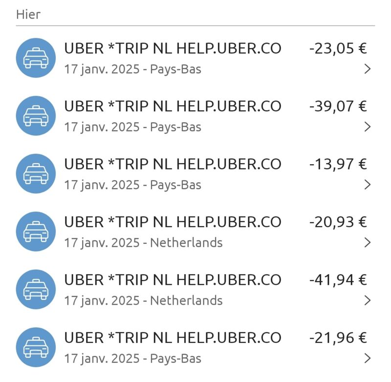Uber*Trip NL help.uber.co | 1 signalement | 1 commentaire