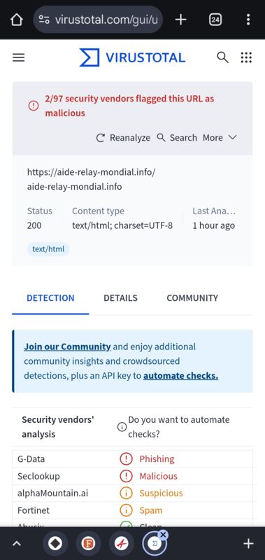Aide-relay-mondial.info | 3 signalements | 5 commentaires
