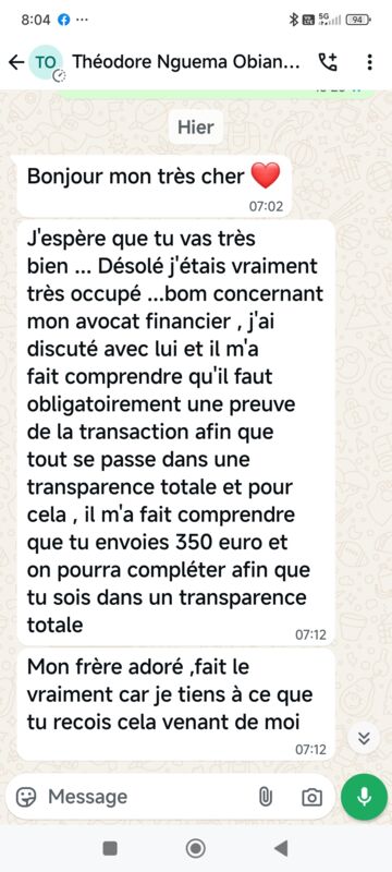 (970) 980-5634 | Théodore Nguema obiang Mangue | 1 signalement