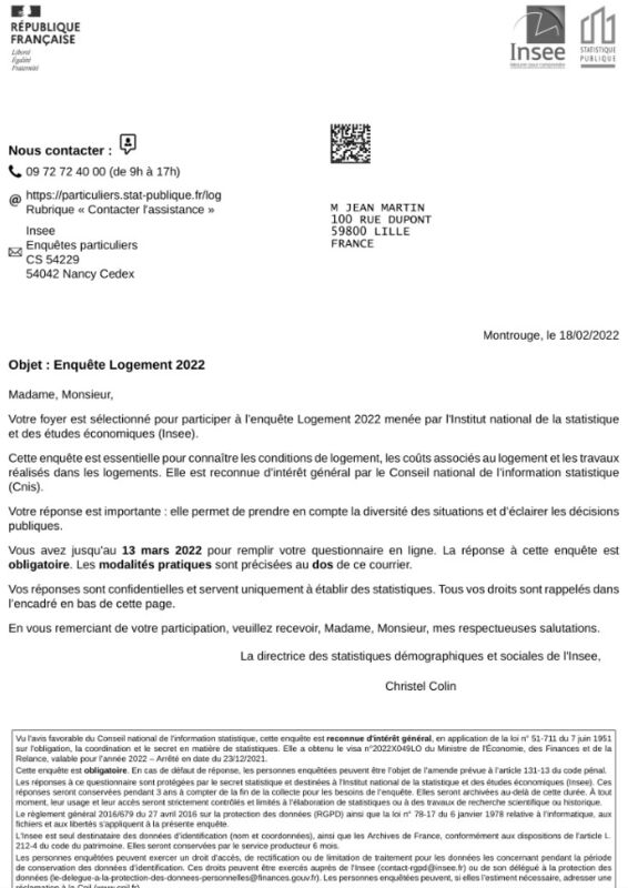 Vous avez reçu un courrier de l'INSEE ? On vous explique ! | Bonne ...